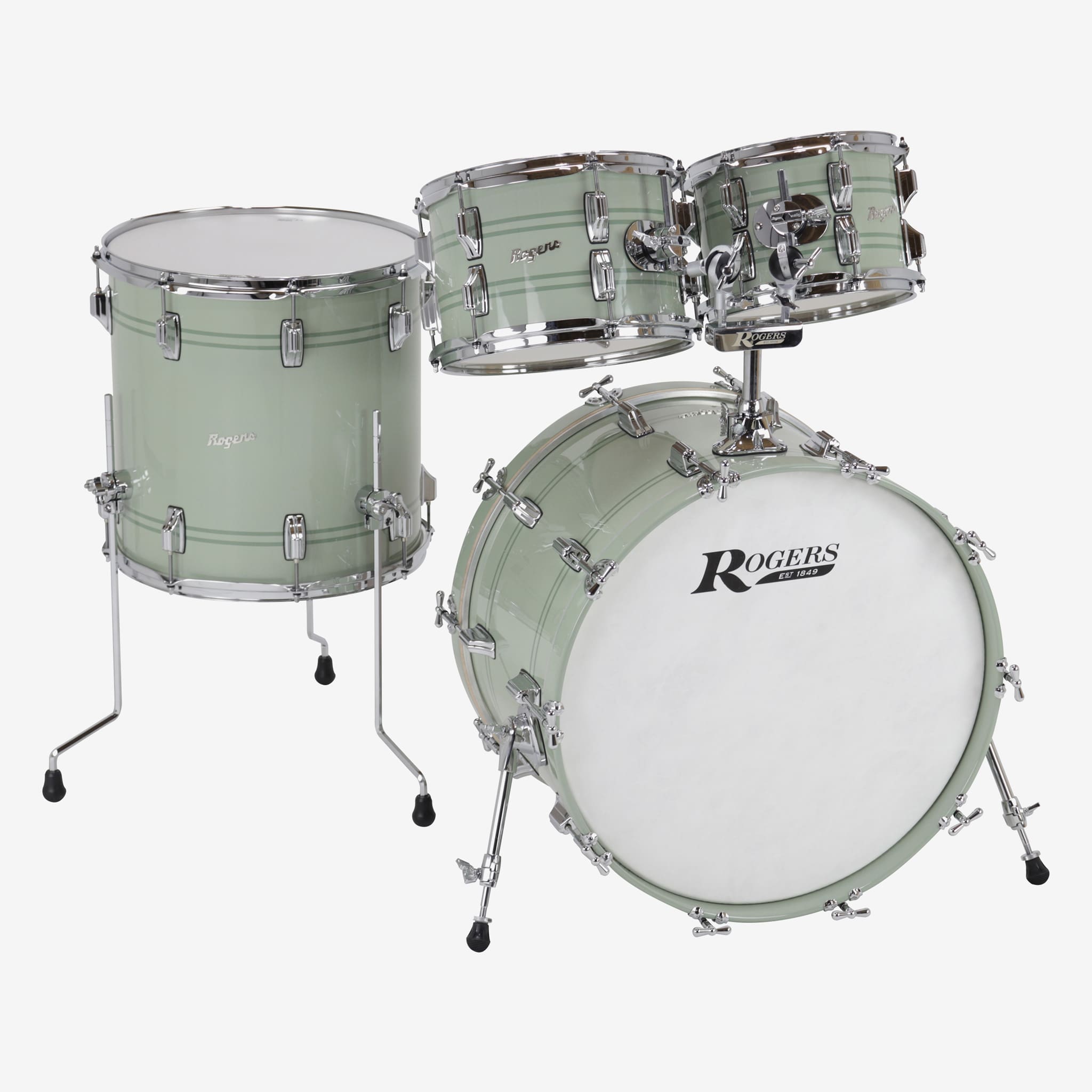 Rogers Drums Sage Green PowerTone 4-Piece Shell Pack | Big Bang ...