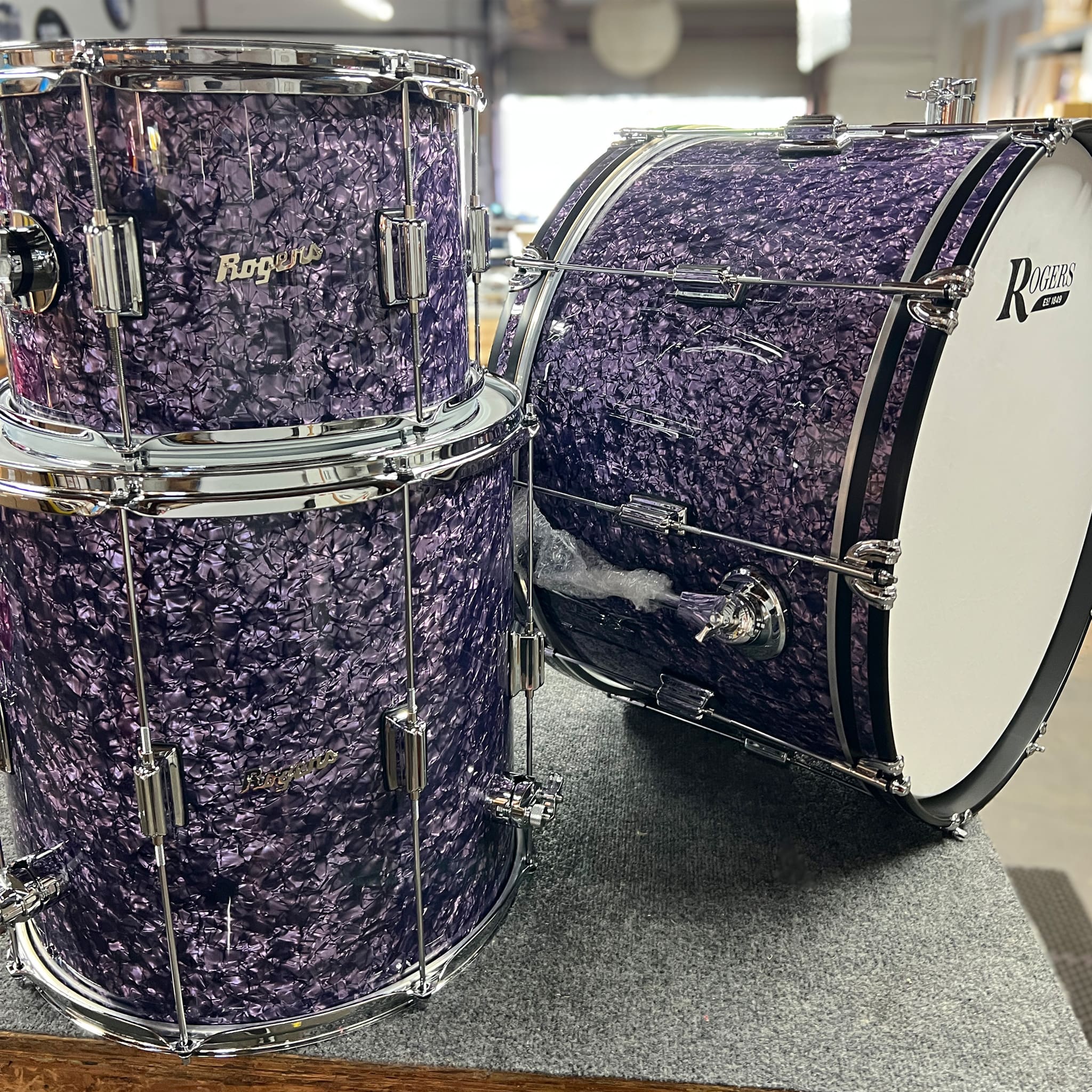 Rogers Drums Purple Diamond Pearl Tower 13/16/24 3-Piece Shell Pack ...
