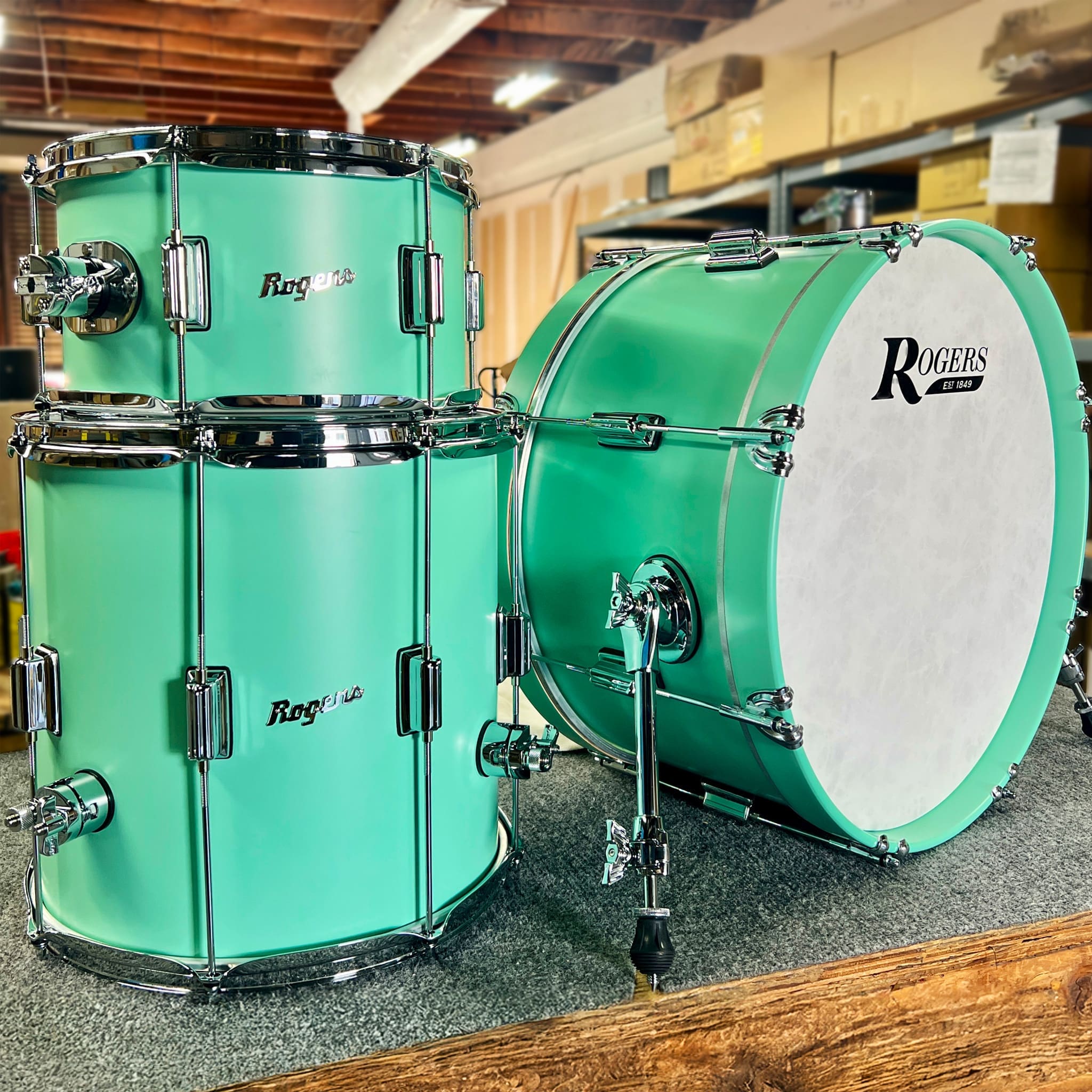 Rogers Drums Sea Foam Green Tower Uptown 12/14/20 3-Piece Shell Pack 1 ...